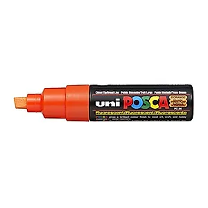 Uni Posca Marker PC-85F(63834) Paint Glass Pen Broad Chisel Tip 8.m Fluorescent Orange