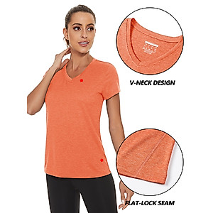 TACVASEN Women's Running Short Sleeve Quick Dry Shirts Athletic Workout Running T-Shirt Women Orange,L