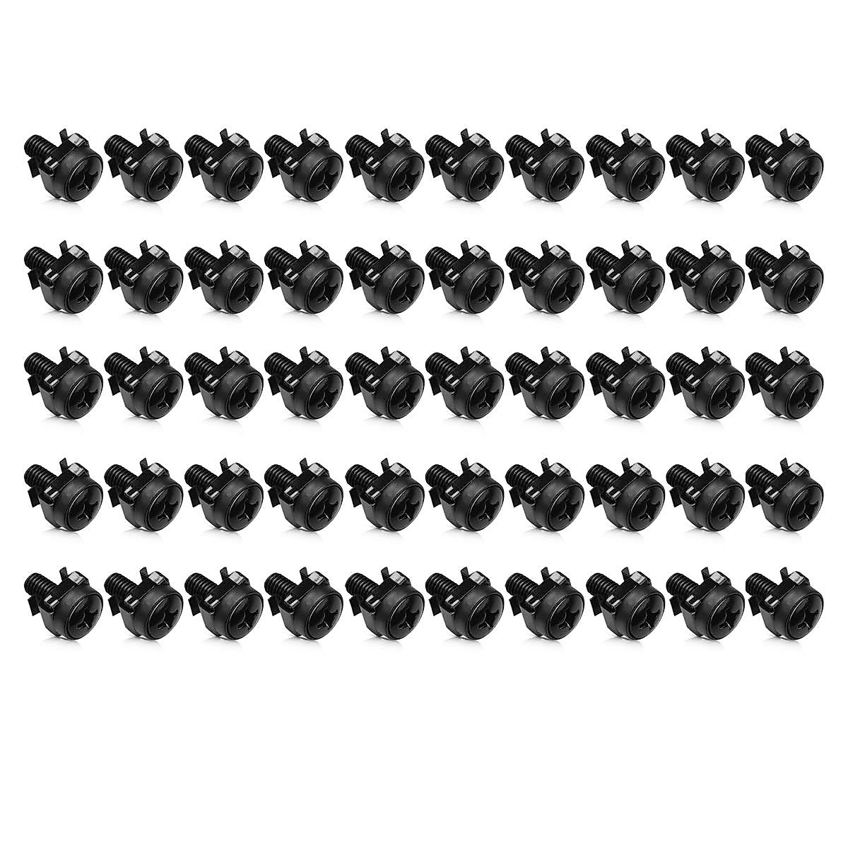 kwmobile 50 Pack M6 Cage Nuts, Bolts and Washers Kit - For Patch Panel Rack Mount Equipment Data Network Cabinets Size 19 Inch and 10 Inch - Black