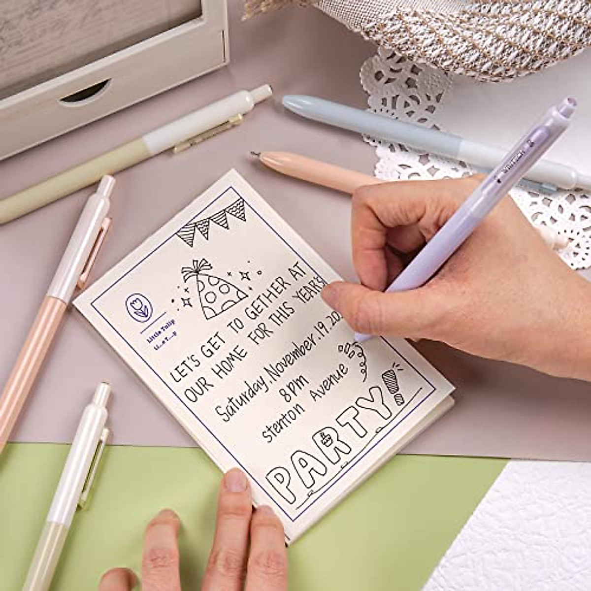 Writech Gel Pens Fine Point: 0.5mm Silent Retractable Extra Fine Needle Point Smooth Writing Pen Set No Smear Smudge Black Large Ink Click Pen Non Bleed 8ct for Journaling Drawing Sketching Notetaking