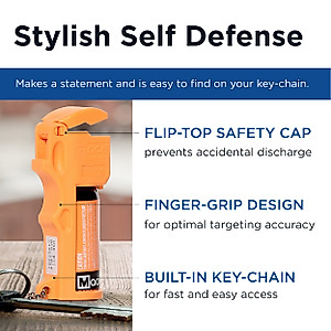 Mace Brand Pocket Pepper Spray (Neon Orange) – Accurate 10’ Powerful Pepper Spray with Flip Top Safety Cap, Leaves UV Dye on Skin – Great for Self-Defense