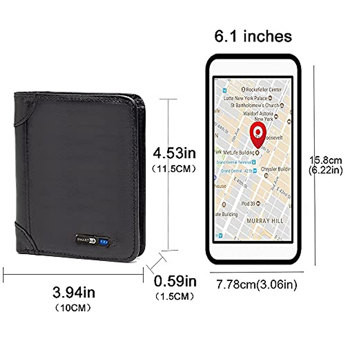 Anti-Lost Trackable Wallet Mens Bluetooth Wallet with GPS Position Locator Finder Tracker