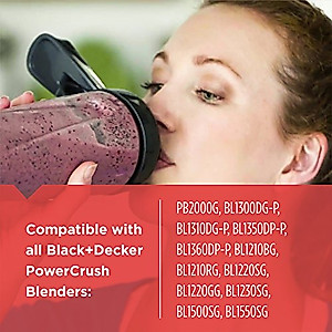 BLACK+DECKER PowerCrush Personal Blender Jar with Travel Lid, Clear, PBJ1650 Small