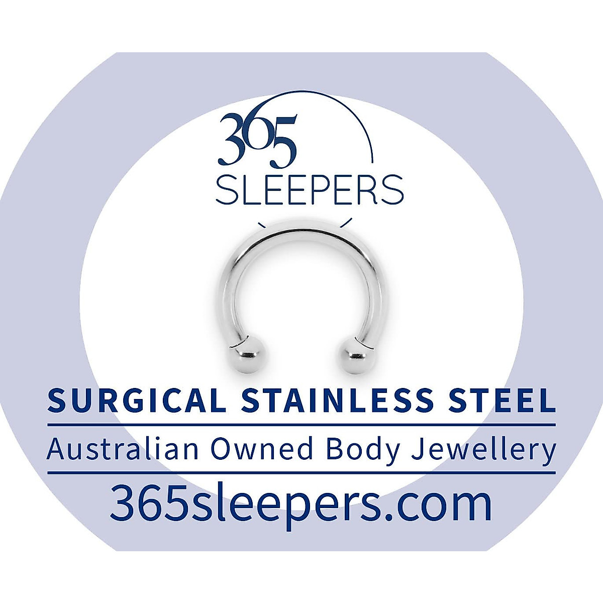 365 Sleepers 20G 18G 16G 14G 12G 10G 8G 6G 4G 2G Surgical Steel 6mm - 22mm Circular Barbell Horseshoe Nose Nipple Tragus Ring Earring Body Piercing Jewelry