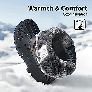 DREAM PAIRS Little Kid Knorth Navy Grey Orange Isulated Fur Winter Waterproof Snow Boots Size 2 M US Little Kid