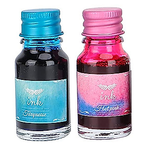 Bewinner Ink Glass Dip Pen Set, Wooden Calligraphy Ink Pen, 8-Color Ink Pen Gift Box Packaging with Replaceable Nib