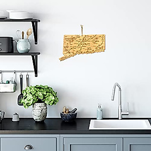 Totally Bamboo Destination Connecticut State Shaped Serving and Cutting Board, Includes Hang Tie for Wall Display