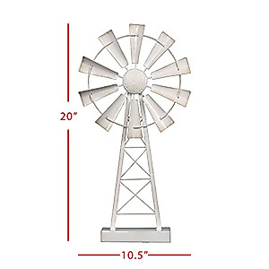 Foreside Home & Garden White Large Enamel Metal Windmill Table Decor