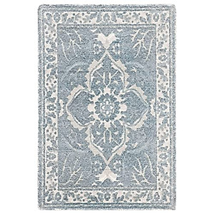 SAFAVIEH Restoration Vintage Collection 3' x 5' Blue RVT403M Handmade Distressed Wool & Viscose Area Rug