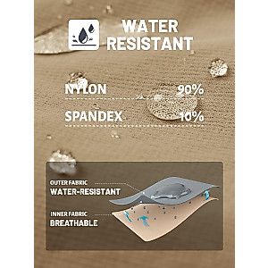 TACVASEN Hiking Shorts Men Quick Dry Water Resistant Summer Shorts for Cargo Fishing Work with 5 Zipper Pockets Khaki 38