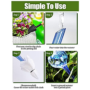 Lorvain Automatic Plant Watering Globes, 4pcs Self Watering Spikes Planter Insert, Automatic Plant Waterer System Devices, Watering Drip Irrigation Equipment Water Bulbs for Indoor Outdoor Plants