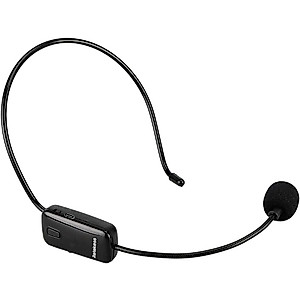 Retekess TR503 Wireless FM Microphone Headset, Hands-Free with Rechargeable Battery for Voice Amplifier, Church, Tour Guide, Teacher, Salesman, Conference, Karaoke (Black)