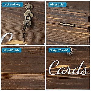 MDLUU Wood Wedding Card Box, Rustic Wedding Money Case with Lock, Envelope Holder Card Receiving Box for Wedding, Reception, Birthday Party (Brown)