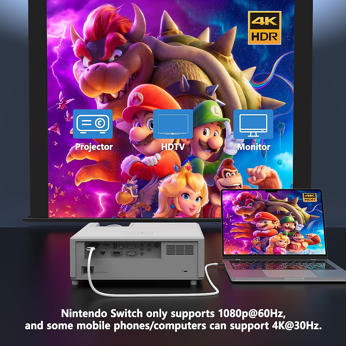 RREAKA Portable Switch Dock USB C to 4K HDMI Conversion Cable for Nintendo Switch/Switch OLED, TV HDMI Adapter Cable Compatible with Nintendo Switch, Steam Deck, Laptop,Tablet, Mobile Phone