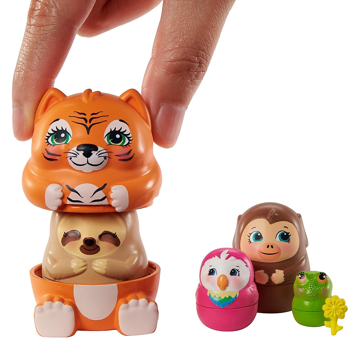 Enchantimals Secret Besties Tree Hut Playset with Small Doll House, Peeki Parrot Doll (3.5-inch), 5 Nesting Animal Figures & Accessory, Junglwood Toy Collection