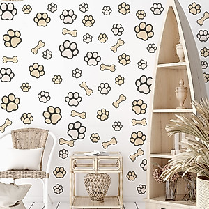 127 Pcs Dog Paw Print Stickers Glow in The Dark Wall Decals Dog Paw Print Wall Decor Dog Wall Stickers Decals Luminous Removable Vinyl Dog Paw Bone Wall Decals for Kids Nursery Bedroom (Green Light)