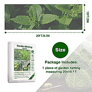 Becko US Garden Netting Plant Covers 10 x 20 Ft, Mesh Netting Pest Barrier for Garden Ultra Fine Mesh Plant Covers Protection