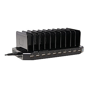 TRIPP LITE 10-Port USB Charging Station Dock with Storage Slots for Tablet iPhone iPad & Laptops (U280-010-ST),Black