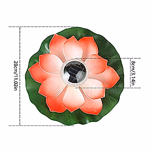 Solar Powered LED Lotus Flower Lamp Water Resistant Outdoor Floating Night Light for Yard Garden Swiming Pool Party Decoration (A)