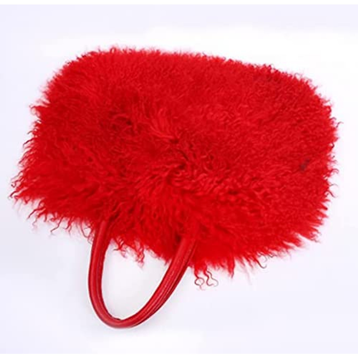 ZIYIUI Real Lamb fur/mongolian fur beach wool fur bag handbag Luxury handbag for Women's (Red)