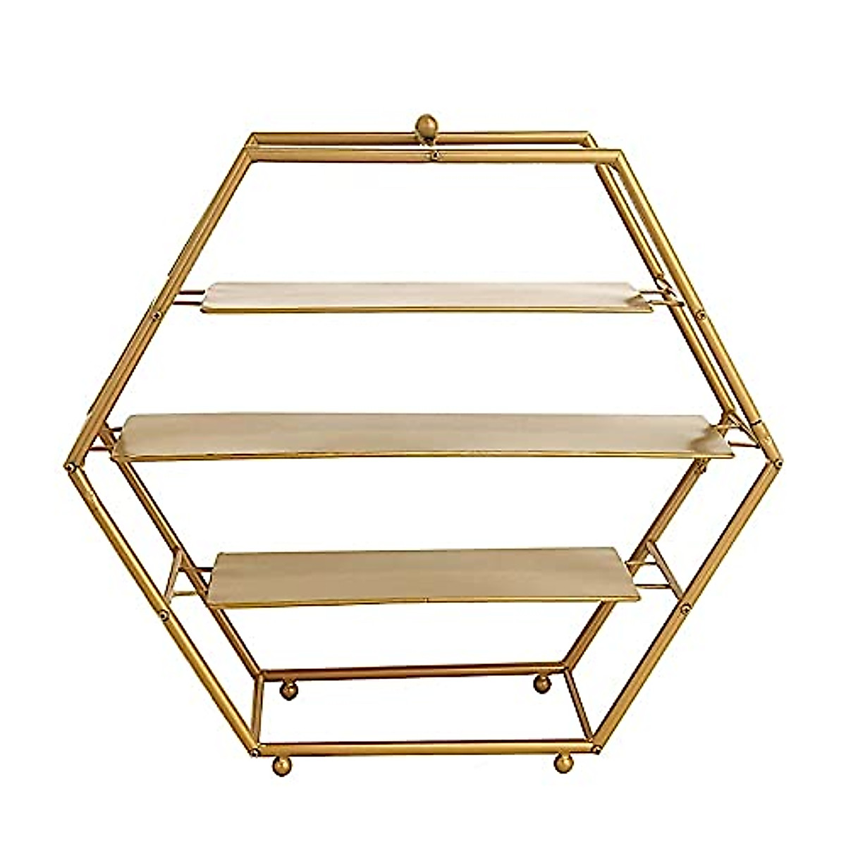 BalsaCircle 21-Inch Tall Gold 3 Tier Metal Hexagonal Cupcake Holder Dessert Display Stand Wedding Party Events Decorations Supplies