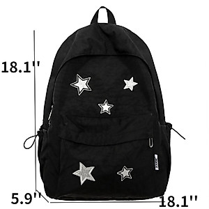 ZHSteveG Cute Backpack Star Large Capacity Kawaii Aesthetic Backpack Cute Mochilas Daypacks (black)