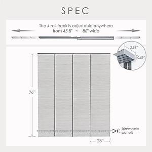 GoDear Design Adjustable Vertical Blinds, Panel Track Blinds, Sliding Glass Door Blinds, Closet Doors, Room Dividers, Extendable Track from 45.8" to 86" W, Trimmable Panel Curtains Up to 96" H, Marble