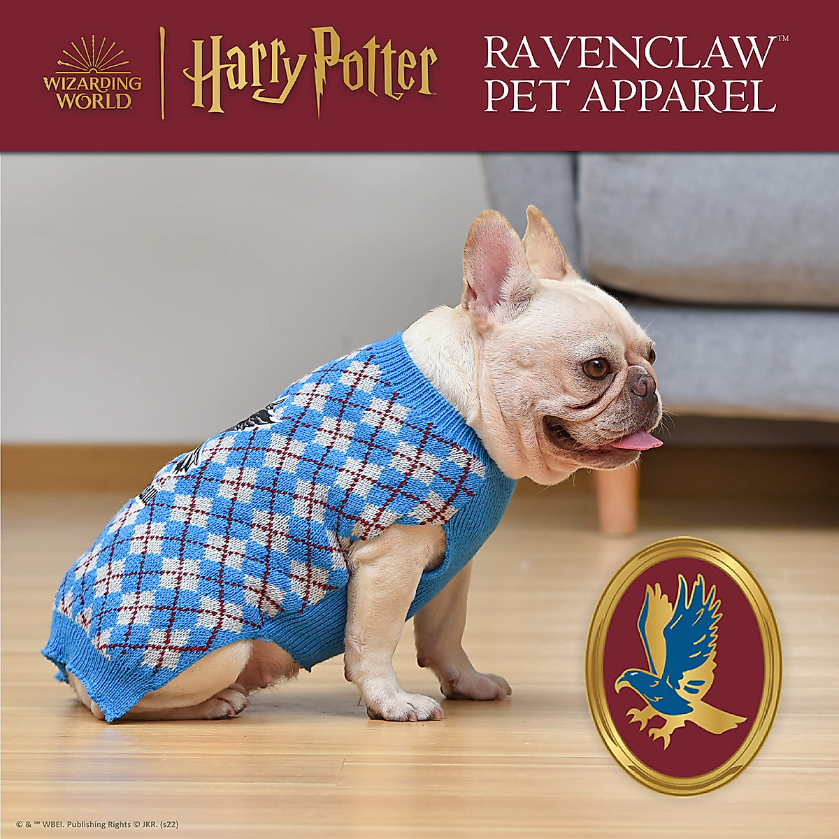 Harry Potter: Ravenclaw Pet Sweater - Medium | Medium Harry Potter Costumes for Dogs| Harry Potter Dog Apparel & Accessories for Hogwarts Houses, Ravenclaw Blue