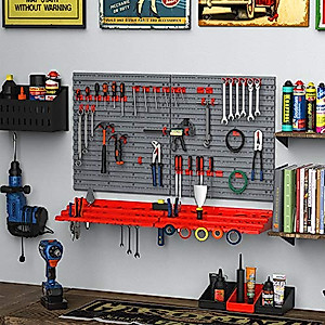 DURHAND 54 Piece Pegboard and Shelf Tool Organizer Wall Mounted DIY Garage Storage with 50 Hooks