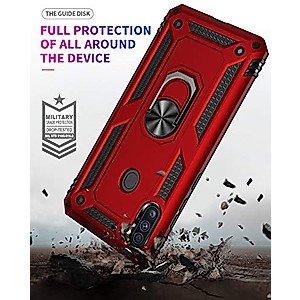 PUSHIMEI Samsung A11 Case,Galaxy A11 Case, Military Grade Heavy Duty Armor Protection Phone Case Cover with HD Screen Protector Magnetic Ring Kickstand for Samsung Galaxy A11 (Red Military Case)