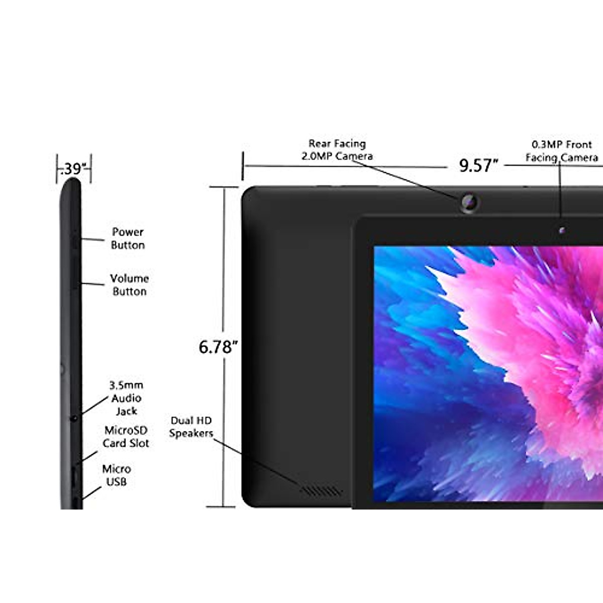 Azpen 10.1" inch Android 11 OS Tablet, IPS HD Display 2GB RAM 32GB Storage Color (Black)