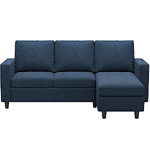 Belffin Convertible Sectional Sofa, L Shaped Modern Couch, Small Couch with Reversible Chaise for Living Room and Small Space, Navy Blue