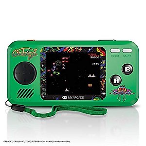 My Arcade Pocket Player Handheld Game Console: 3 Built In Games, Galaga, Galaxian, Xevious, Collectible, Full Color Display, Speaker, Volume Controls, Headphone Jack, Battery or Micro USB Powered
