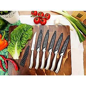 Svensbjerg Steak Knife Set, Serrated Steak Knives, Dinner Knives, Knife Set with Covers, Stainless Steel | SB-SK101