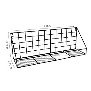 Home-X Rustic Metal Wall Floating Shelf, Large Floating Shelves for Wall, Hanging Shelf for Bedroom, Bathroom, Kitchen-17" x 5" x 6"