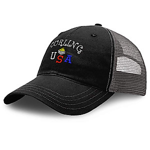 Richardson Trucker Mesh Hat Curling USA B Embroidery Cotton Dad Hats for Men & Women Snapback Black Charcoal