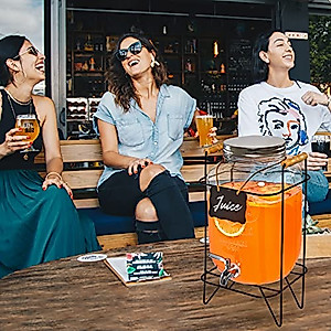 Hanaiette 2 Gallon Glass Beverage Dispenser with Stand, Fruit Infuser,304 Stainless Steel Spigot and Lid, Parties Drink Dispensers Jar Suitable to Make Sun Tea, Cold Lemonade, Kombucha et