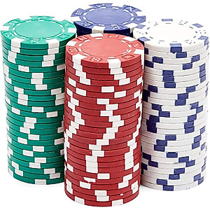 Okuna Outpost Professional Poker Chip Set for Casino Card Games (4 Colors, 100 Pieces)