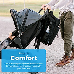 PKB Premium Dad Diaper Bag - Diaper Bag with Changing Station - Baby Diaper Bag for Men - Baby Essentials Waterproof Backpack - Diaper Bag with Insulated Pockets - With Luggage & Stroller Straps