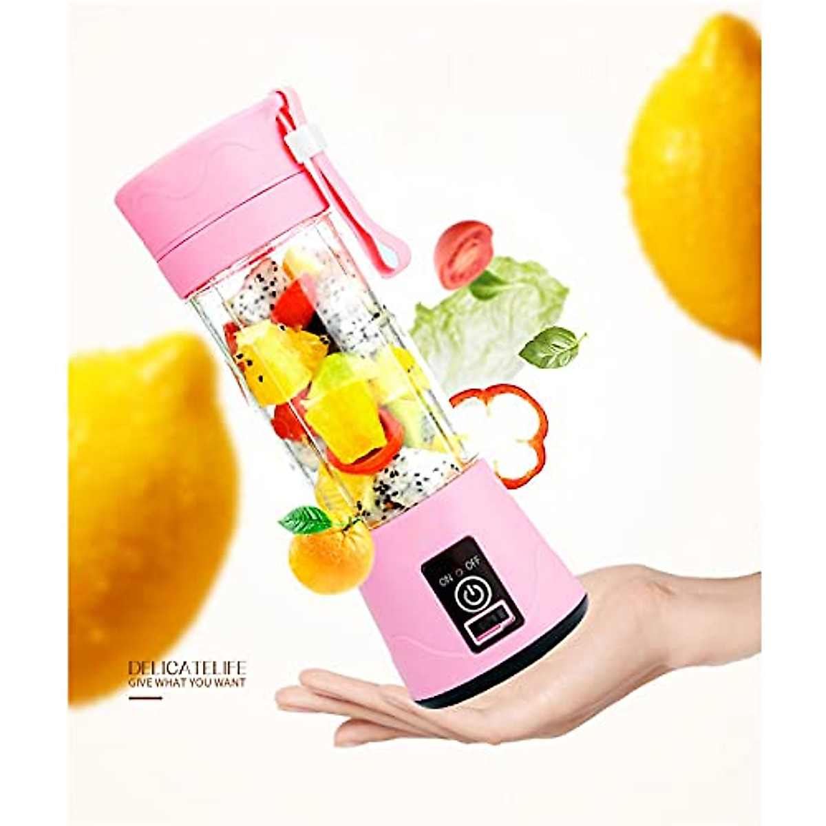 Generic 380ml Portable Mini Blender, Blue, 13 OZ for Travel Blender On the Go/ 2000mAh, USB Rechargeable Home/Office/Outdoor with Six Blades in 3D