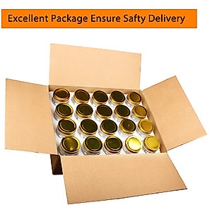 Encheng 5 oz Wide Mouth Mason Jars,Clear Glass Jars with Lids(Golden),Small Spice Jars for Herb,Jelly,Jams,Wedding Favors,Shower Favors,Baby Foods,Mini Canning Jars for Kitchen Storage 40 Pack … …