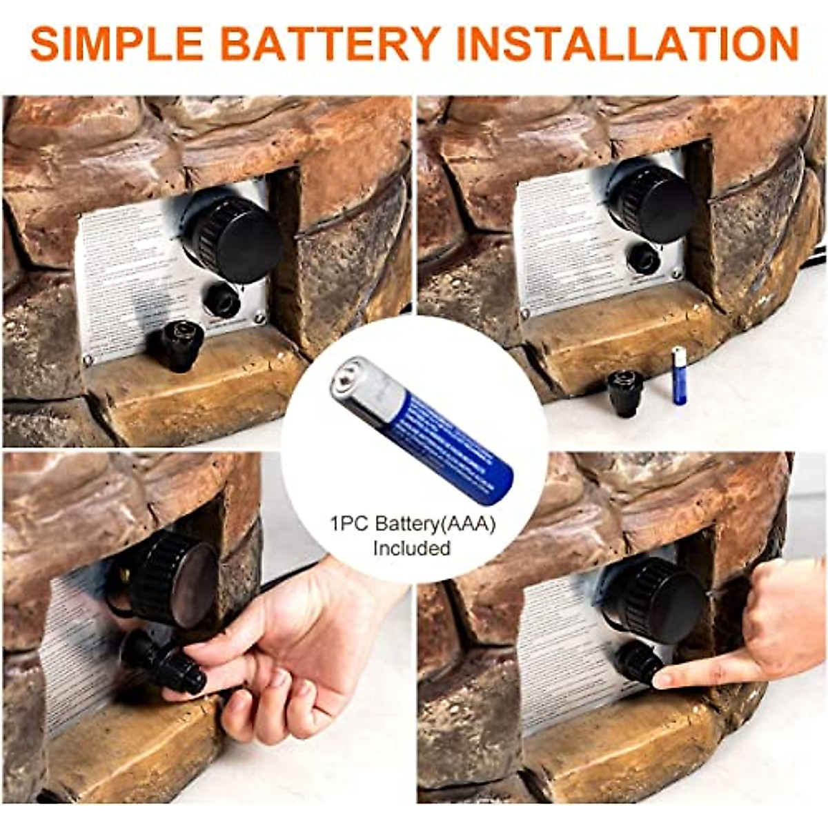 Renatone 40,000 BTU Propane Gas Fire Pit, 28 Inch Round Stone Fire Pit with PVC Cover, Lava Rock, 10ft Gas Pipe, ETL Certified, Stainless-Steel Gas Burner for Patio Garden Backyard Deck (Brown)