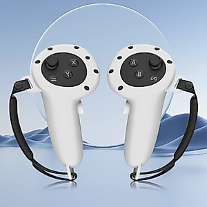 AZURAOKEY 1 Pair Silicone Controller Grips Cover Compatible with Meta Quest 3 Accessories, Anti-Shock Anti-Fall with Adjustable Strap Left &Right for Meta Quest 3 Controller Grips