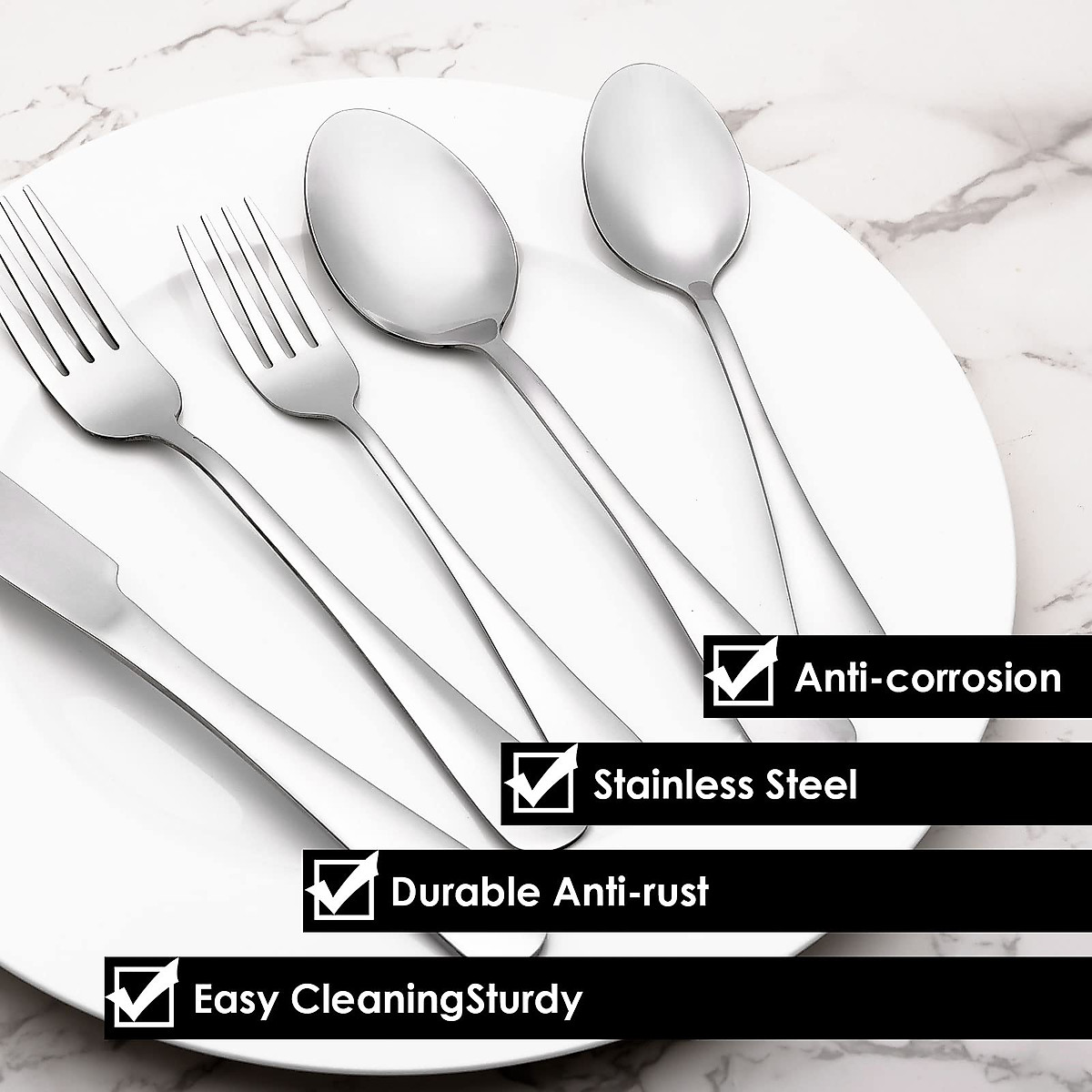 Moretoes Silverware Set for 8, 40Pcs Cutlery Set, Stainless Steel Set, Mirror Polished Flatware Sets, Include Knife Fork Spoon Set