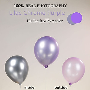 kozee Double-Stuffed Chrome light purple Balloons different sizes 60pcs 12/10/5 inch 2-layers pearl lilac balloon Garland kit For Birthday baby shower anniversary decorations Chrome Lilac
