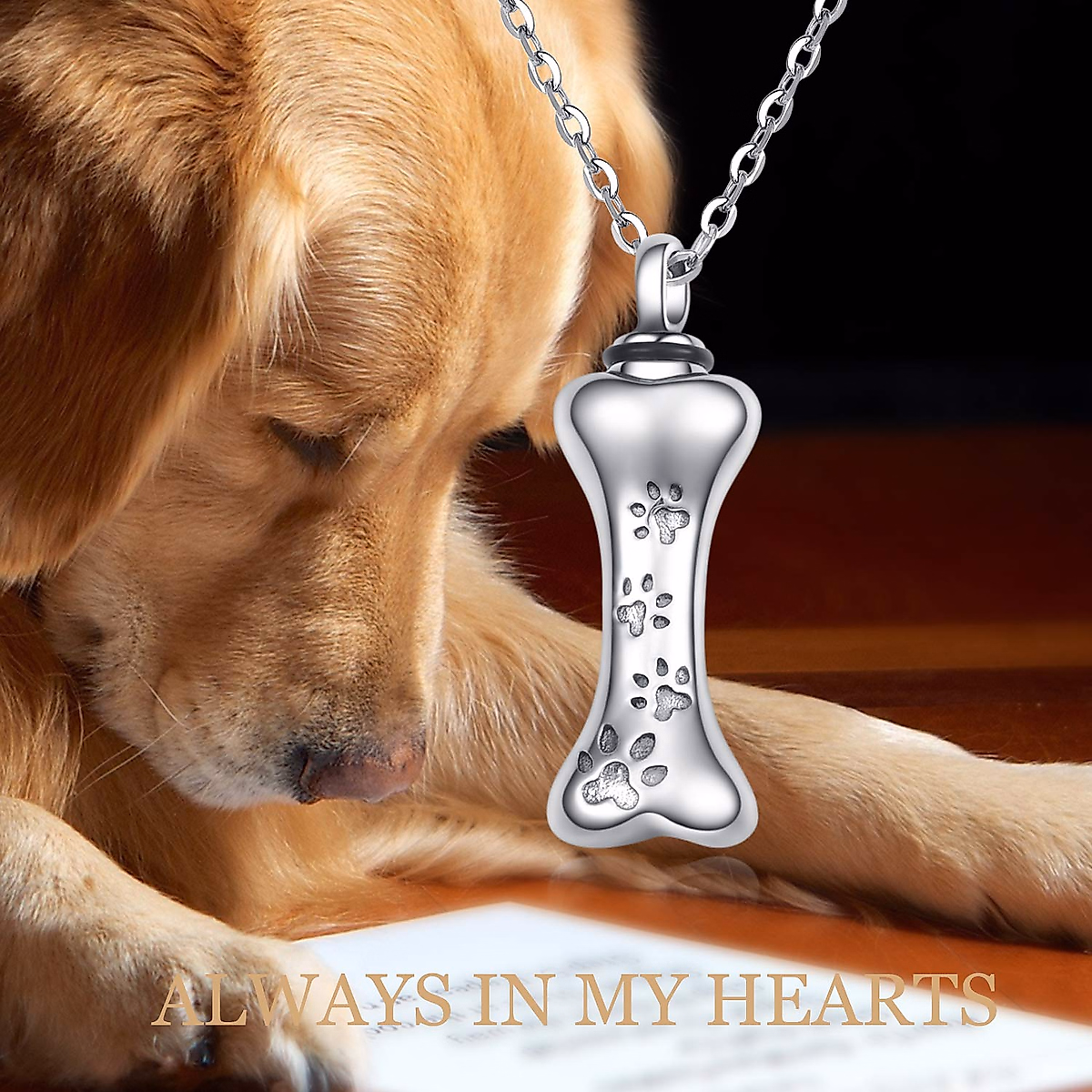 CUPENDA Dog Urn Necklace for Ashes Sterling Silver Pet Paw Print Cremation Memorial Puppy Jewelry for Women