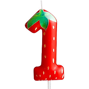 FUNCANDLE Strawberry 1st Birthday Candle Gifts for Girls,Red Strawberry Birthday Candle Decorations,Fruit Themed Candle Cake for Girls Birthday Gifts Celebration Reunions Anniversary Party Supplies