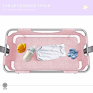 Napfox Baby Bassinet, Bedside Sleeper,Foldable Baby Bed to Bed, Adjustable Portable Bed for Infant/Baby/Newborn,with Mosquito Nets, Large Storage Bag, Comfortable Mattresses, Lockable Wheels(Pink)