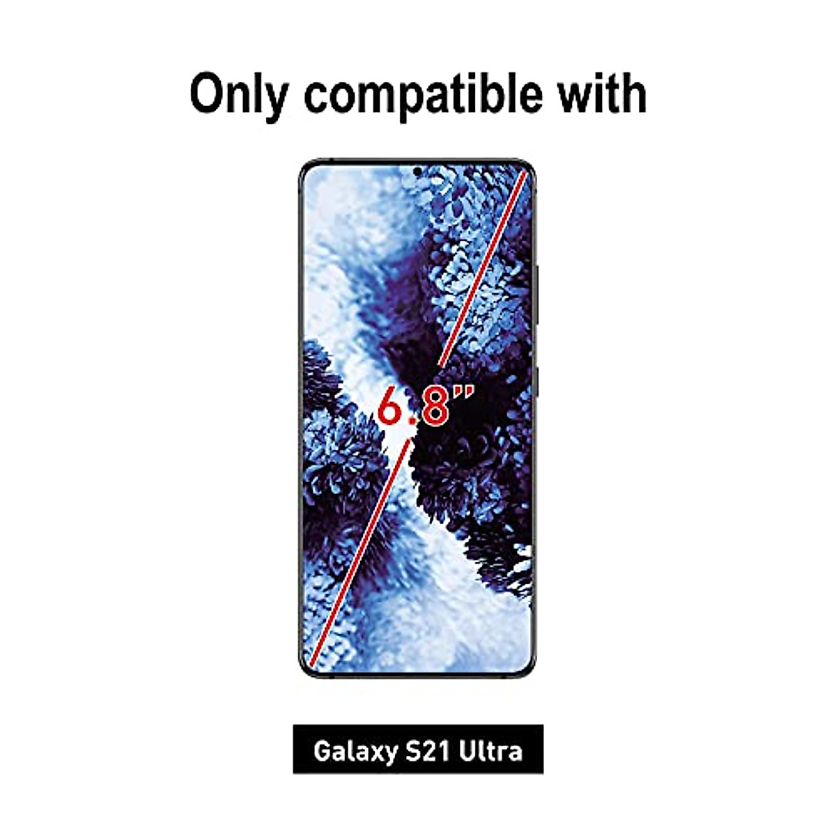 AACL Screen Protector for Samsung Galaxy S21 Ultra 5G,6.8 Inch,Curved Tempered Glass,Compatible with Ultrasonic Fingerprint Scanner,2 Pack,Black