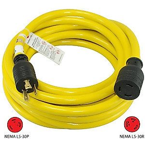 Conntek 20572: 30 Amp L5-30 Locking Style Generator Extension Cord, 50 Feet Yellow